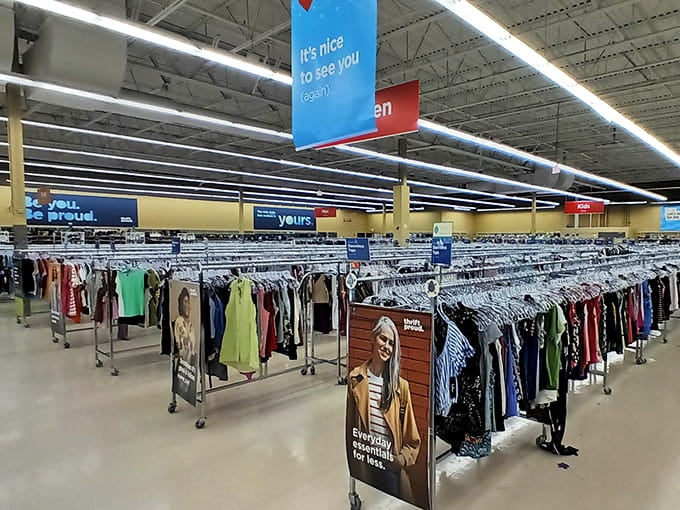 Rows upon rows of clothing stretch toward the horizon like a fashionista's dream come true at wallet-friendly prices.