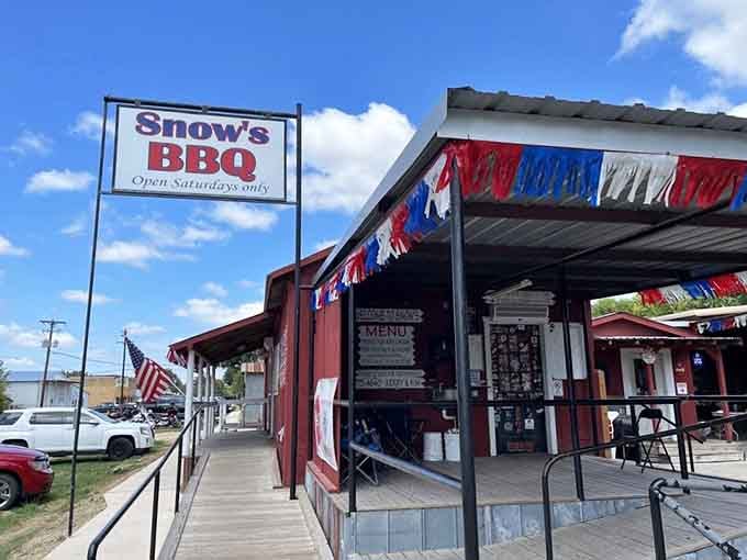 The patriotic bunting at Snow's says it all – this is as American as BBQ gets, and worth every mile of the journey.