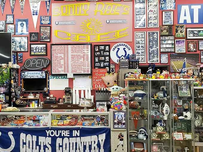 This Colts Country booth celebrates hometown pride with memorabilia that'll make any Indianapolis fan's heart skip a beat.