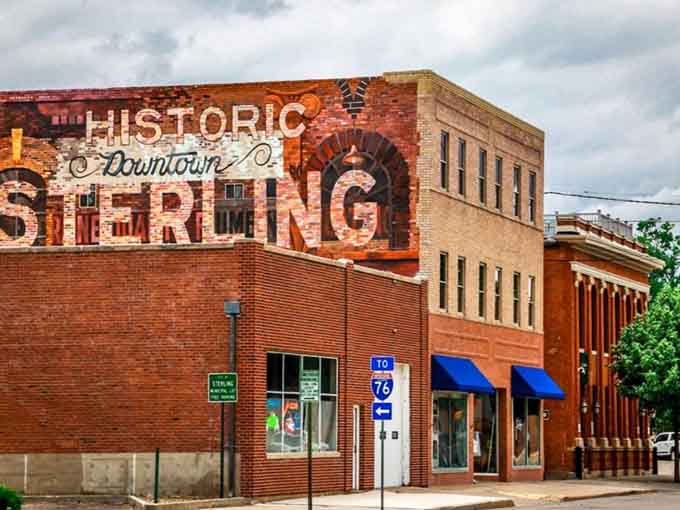 The "Historic Downtown Sterling" mural says it all&mdash;this town remembers its roots and reasonable living costs.