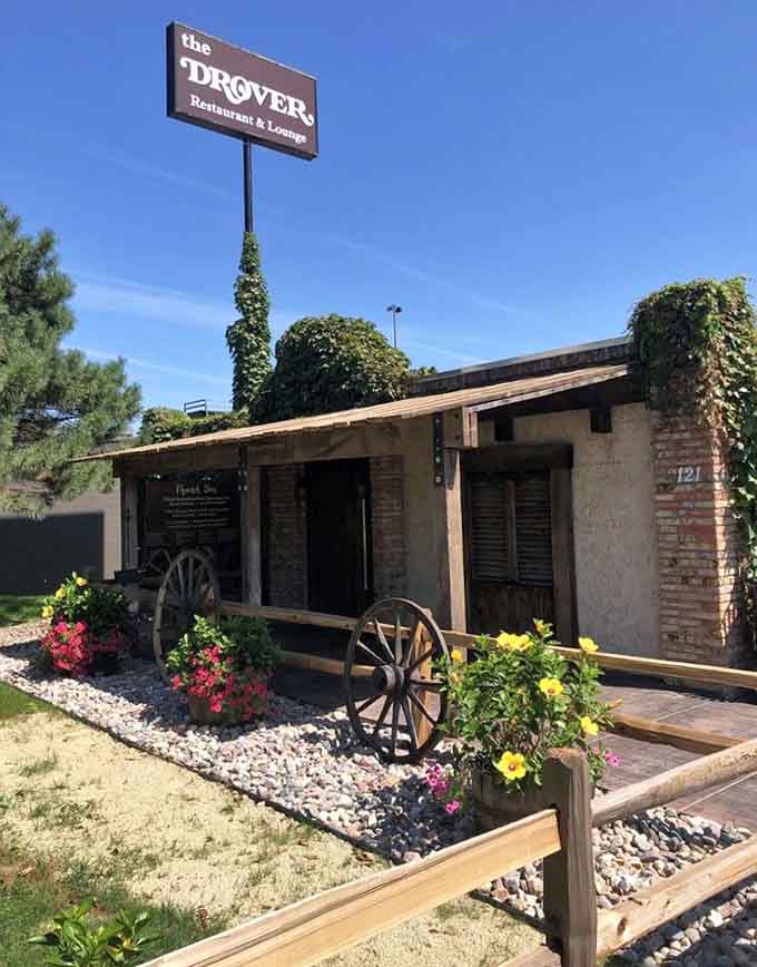 Wagon wheels and rustic charm set the stage for The Drover's legendary whiskey-marinated steaks. Giddy-up to flavor town!