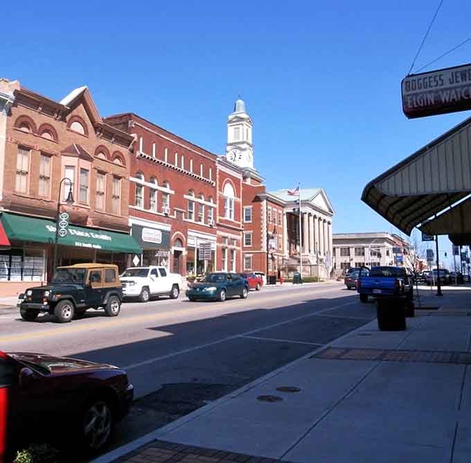 That white church steeple rising above the rooftops reminds you why small towns feel like coming home.