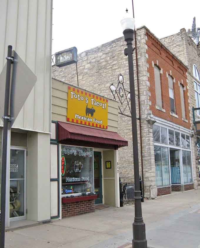 Toto's Tacoz brings a whimsical Oz reference to Wamego's charming downtown, proving there's no place like this home.