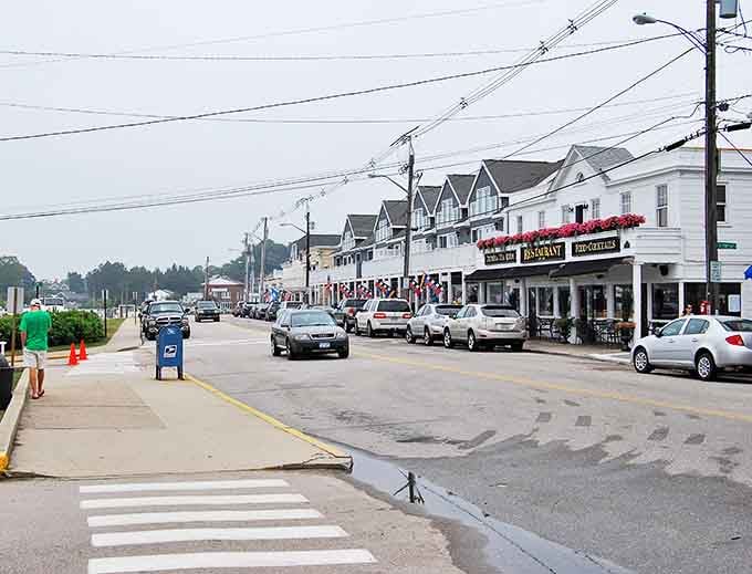 Coastal village perfection where every building seems designed to complement the ocean views beyond.