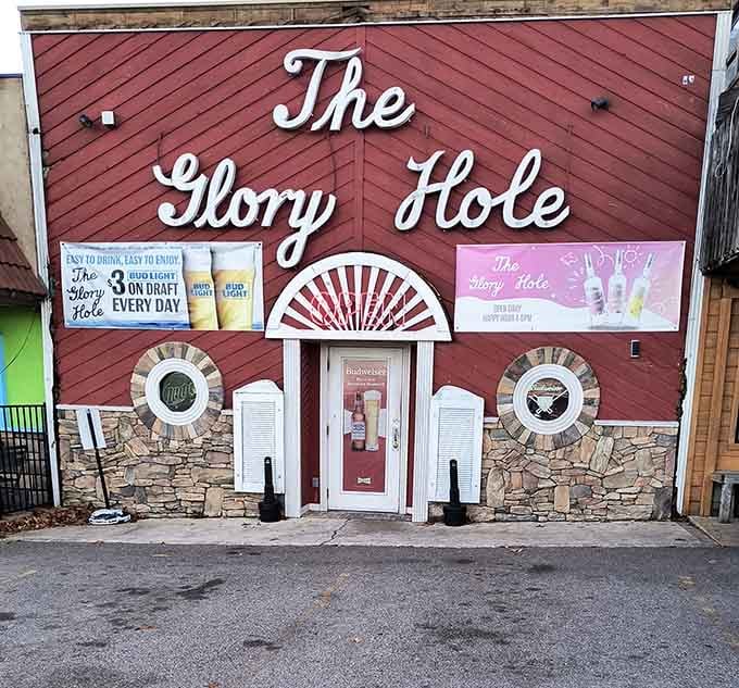 Stone accents and porthole windows give this playful establishment character that matches its memorable name and crowd-pleasing bar food perfectly.