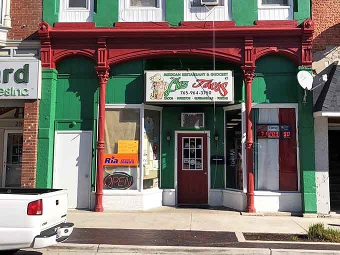 Colorful storefronts add character to downtown streets where charm costs nothing and variety thrives on every block.