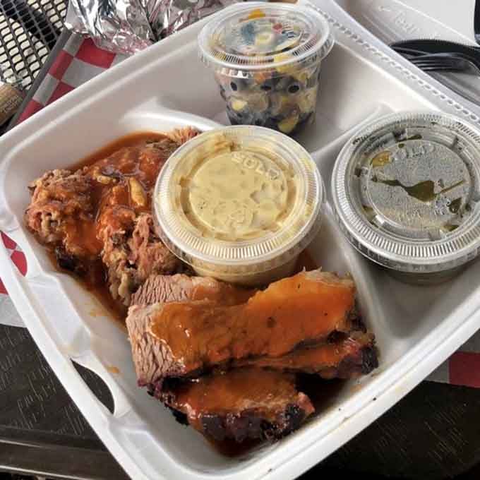 This styrofoam container holds more joy than most fancy restaurants serve on actual china, no apologies needed here.