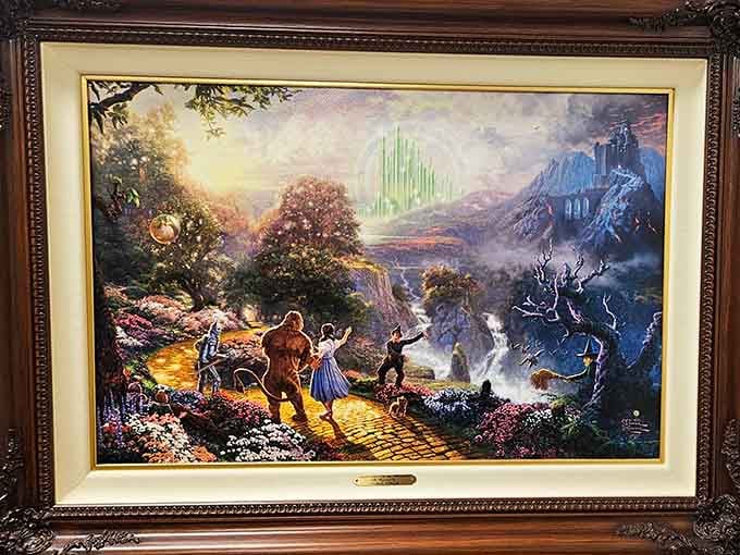 This stunning painting captures the entire journey, from Kansas to the Emerald City and back again.