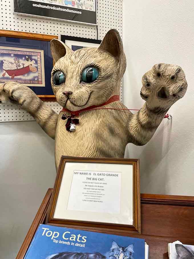 El Gato Grande welcomes you with open paws and eyes that follow you everywhere, naturally.