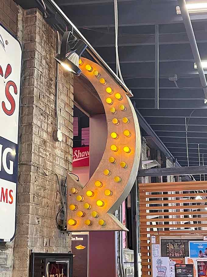 That glowing arrow once guided hungry travelers to their destination, back when GPS meant "Go Past the Sign."