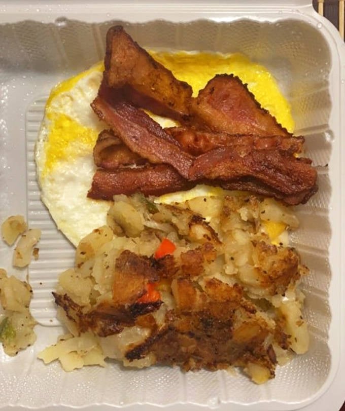 The breakfast trinity: perfectly cooked eggs, crispy bacon, and golden potatoes&mdash;simpler than quantum physics, yet somehow more satisfying.