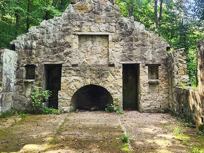Stone ruins in Beatty Park stand like nature's cathedral. Whatever this structure once was, it now serves as the perfect backdrop for contemplation—or pretending you're in Game of Thrones.