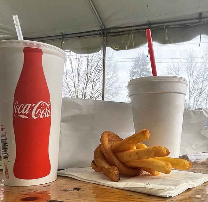 Classic Coca-Cola in glass bottles and milkshakes thick enough to require strategic sipping, pure Americana on display.
