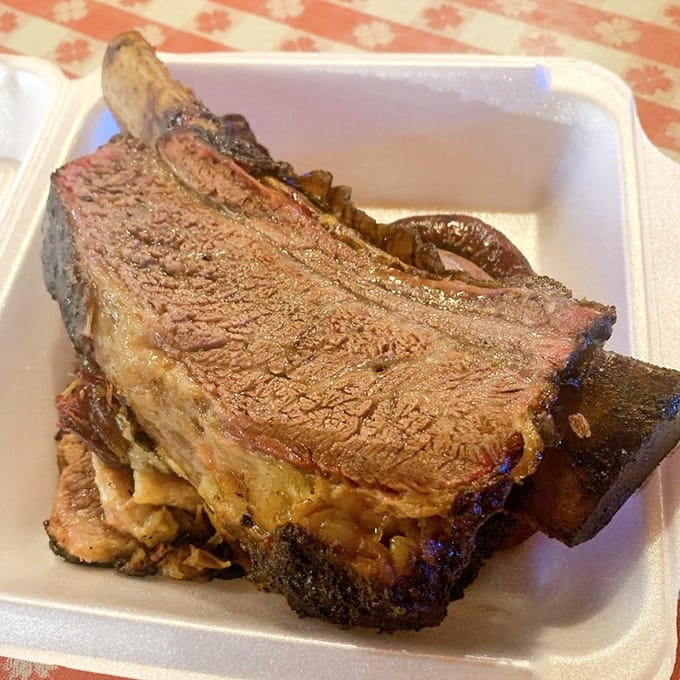 Beef ribs so massive they make Fred Flintstone's dinner look like an appetizer at a fancy cocktail party.