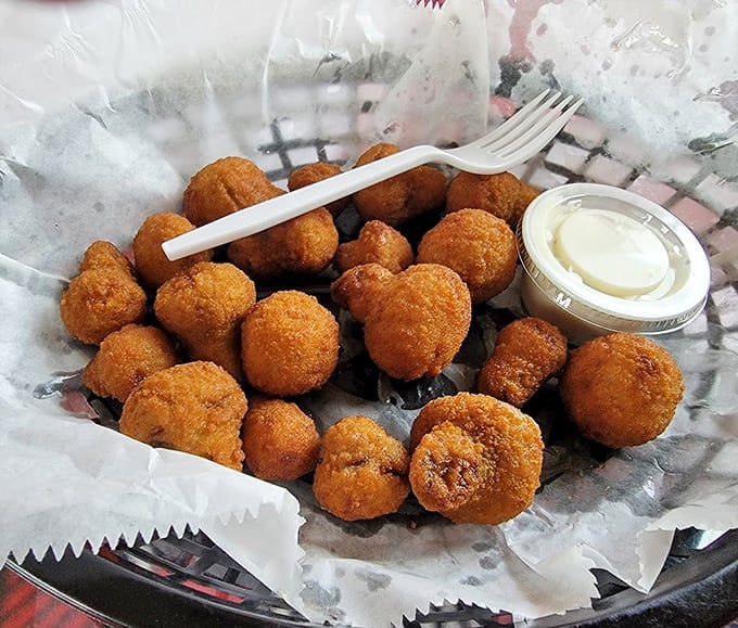 Fried mushrooms that are crunchy on the outside, tender inside, and gone before you know it.