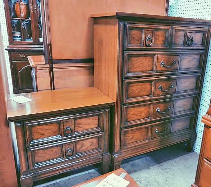 Solid wood furniture that's survived decades and still looks better than anything you'd assemble with an Allen wrench today.