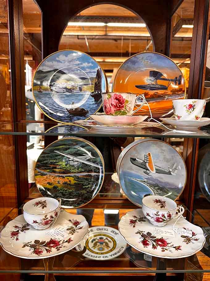 Fine china and decorative plates reminding you when people actually set proper tables instead of eating over sinks.