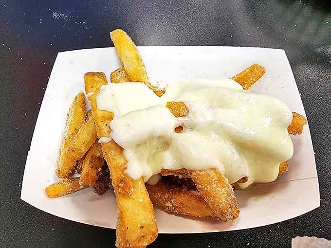 Cheese fries: where potatoes fulfill their destiny by becoming vessels for molten cheddar. Diet books should have a chapter called "Worth It."