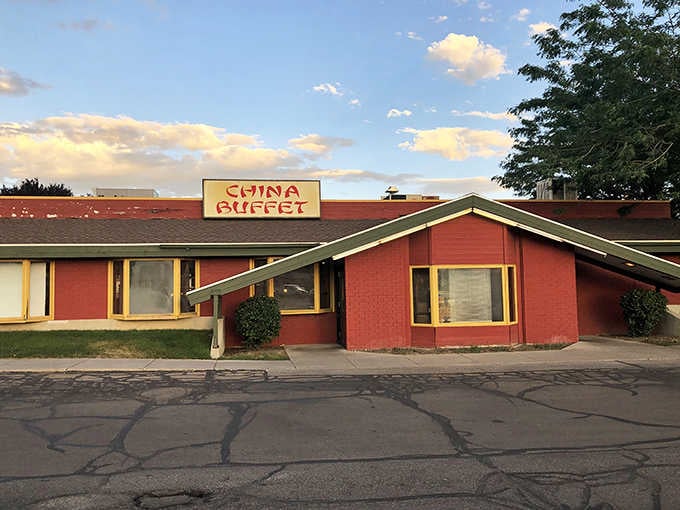 The China Buffet's sunset glow promises affordable abundance in a town where your Social Security check still commands respect.