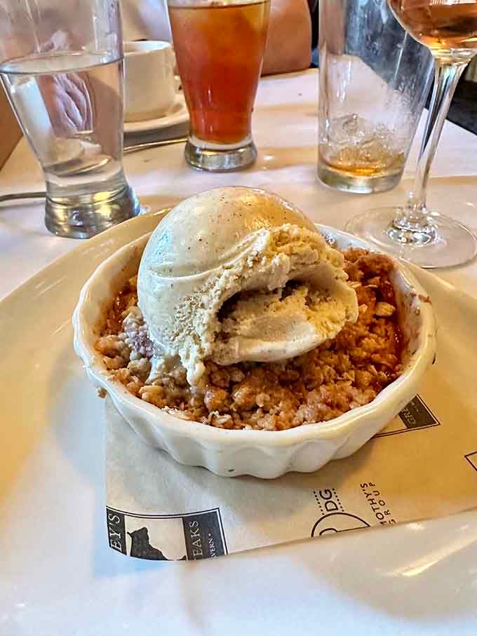 Apple cobbler meets vanilla ice cream in a dessert romance hotter than any paperback novel. The crumble topping adds the perfect plot twist.