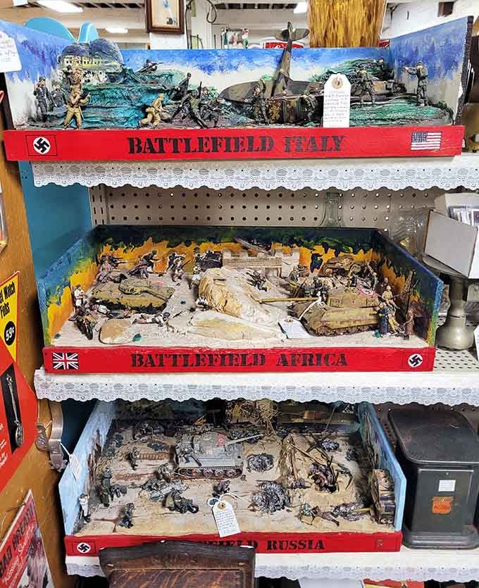Meticulously detailed battlefield dioramas showcase the artistry of collectors who took their hobby very, very seriously indeed.