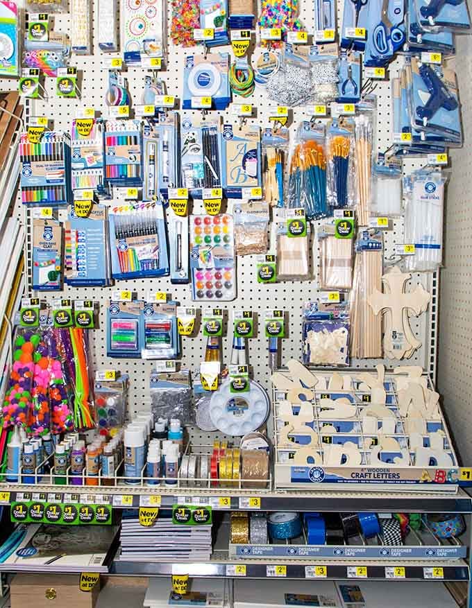 School supplies organized like an art installation, making back-to-school shopping almost enjoyable instead of financially traumatic annually.