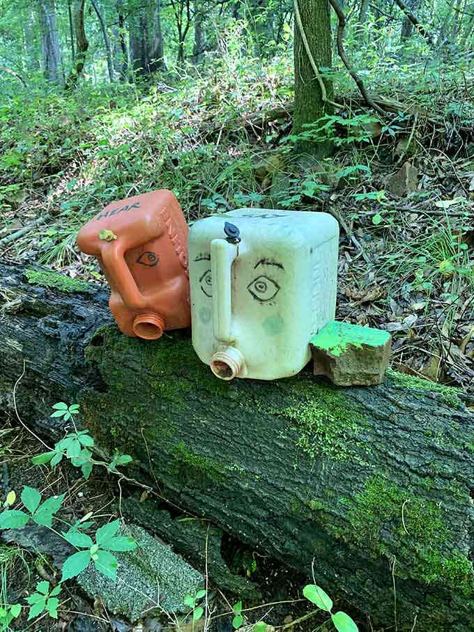 These containers are giving you the side-eye, judging your life choices while covered in moss and memories.