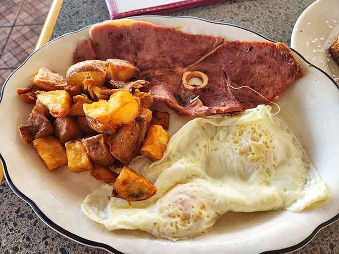 That ham steak is thick enough to use as a doorstop, but you'd be crazy to waste it.