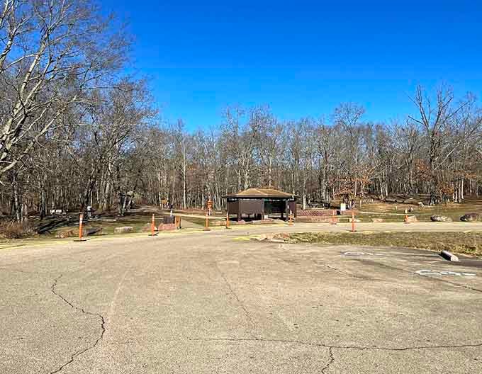 The parking area and facilities prove that accessing otherworldly landscapes doesn't require a sherpa or survival training.