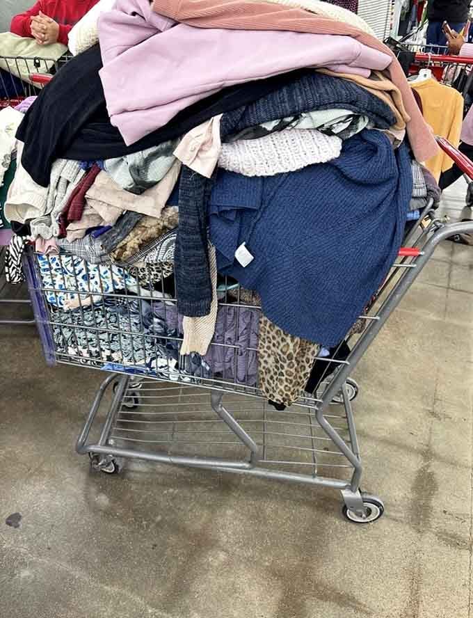This is what victory looks like when you've conquered the racks and found treasures beyond your wildest thrift dreams.