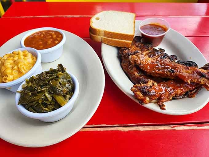 Ribs, beans, slaw, and bread: the four food groups that matter most when you're eating with your soul.