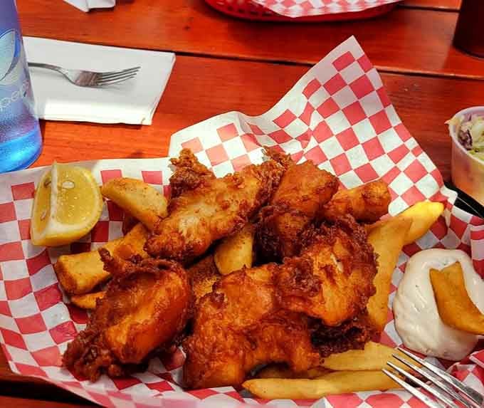 Fish and chips so perfectly golden and crispy, they could make a British pub chef nod with grudging respect.