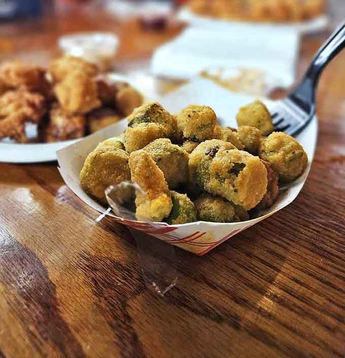 Crispy fried okra nuggets that could convert even the most stubborn vegetable skeptics. Southern comfort food that makes you wonder why you'd ever waste calories on French fries.