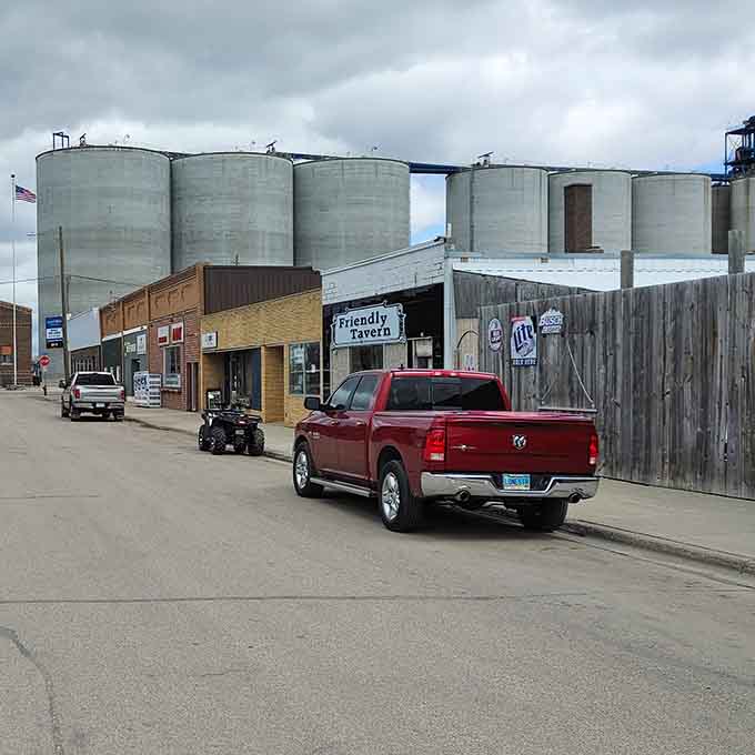 Downtown Enderlin, where grain elevators serve as the unofficial skyscrapers and pickup trucks are the preferred mode of transportation.