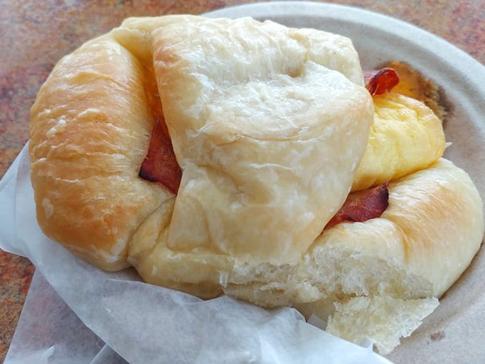 Ham, egg, and cheese tucked into flaky pastry, delivering comfort food vibes with every single bite.