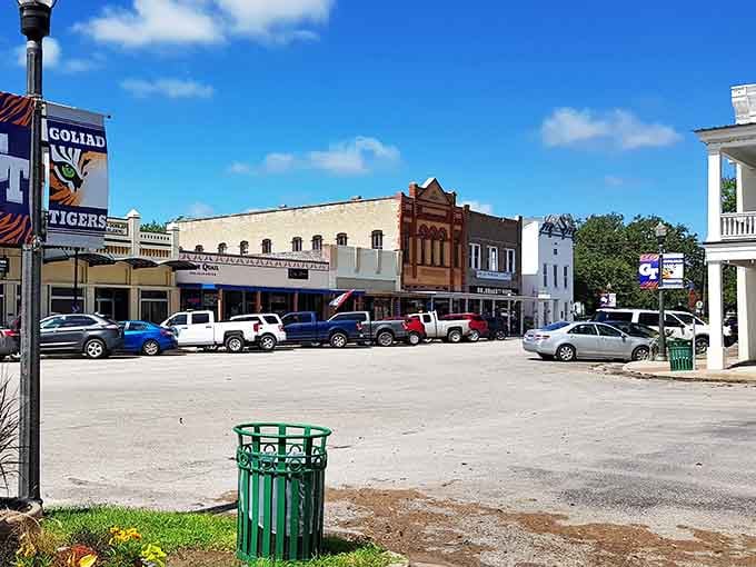 The town square invites leisurely strolls past shops that actually want you to take your time browsing.