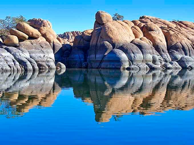 Perfect reflections turn the water into a mirror so clear it'll make you question which way is up.