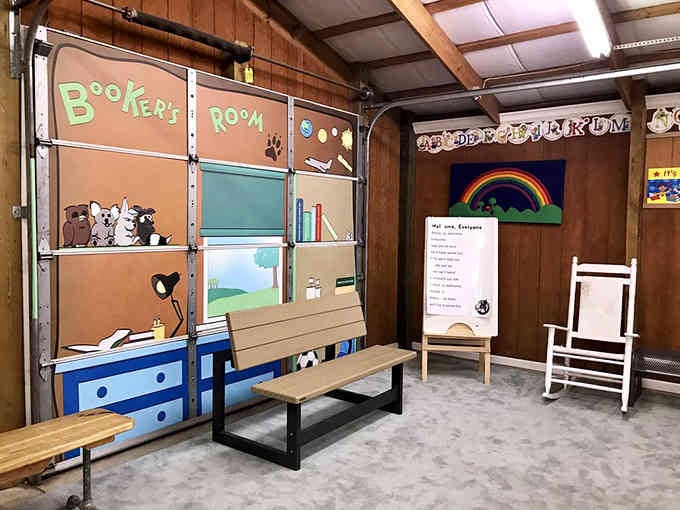 A dedicated reading nook for young bookworms, complete with cheerful decor that makes storytime feel like an adventure.
