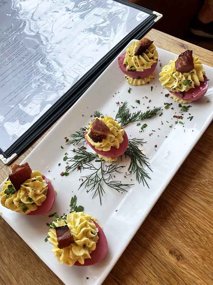 Deviled eggs dressed up fancy, proving that classic Southern appetizers can be both elegant and utterly delicious.