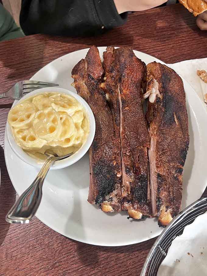 Those ribs have the kind of char and tenderness that makes you understand why people become regulars here.