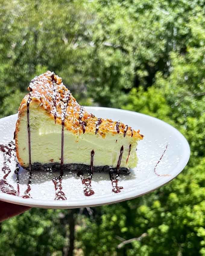That pistachio cheesecake slice looks like it's posing for its own magazine cover, and honestly, it should be.