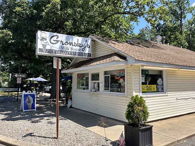 Classic roadside ice cream stand architecture, where the building itself promises good times before you even order.
