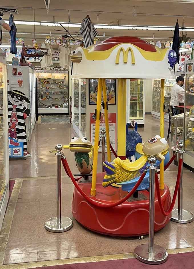 Even the carousel got the golden arches treatment, because why shouldn't kids ride in McDonald's-branded style and glory?
