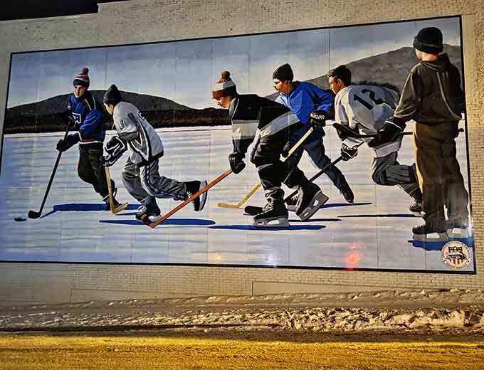 7. hockeyville usa brick wall mural