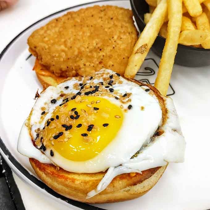 Even the plant-based options get the royal treatment, topped with a perfectly cooked egg for good measure.
