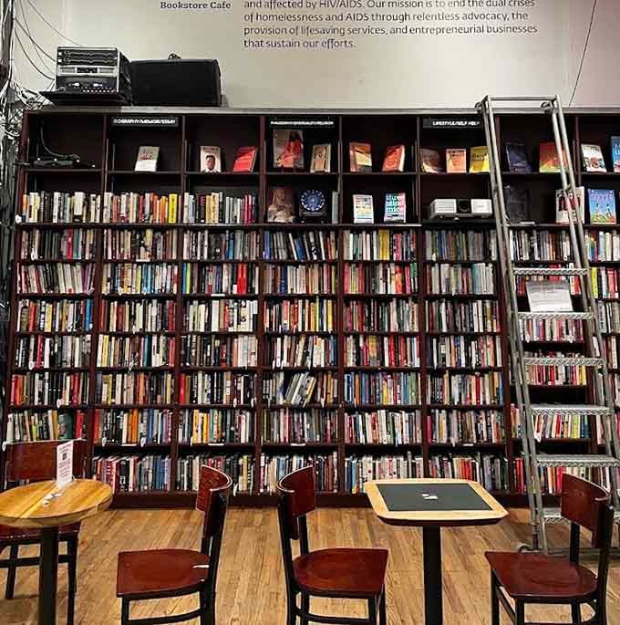 Wall-to-wall books reach toward the heavens, requiring ladders and possibly a sherpa guide.