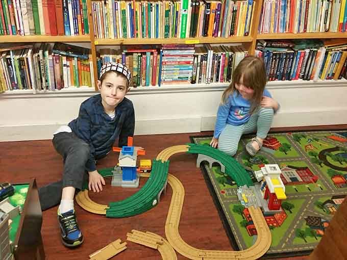 Kids can play while parents browse – genius move that deserves some kind of parenting peace prize.