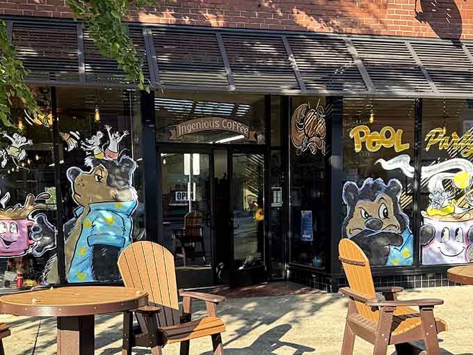 Ingenious Coffee Roasters brings whimsical window art and serious caffeine to downtown Marion. Your morning cup with a side of creativity!