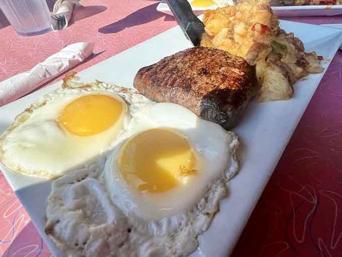 Grilled skirt steak and eggs: breakfast's answer to "why choose between dinner and morning?"