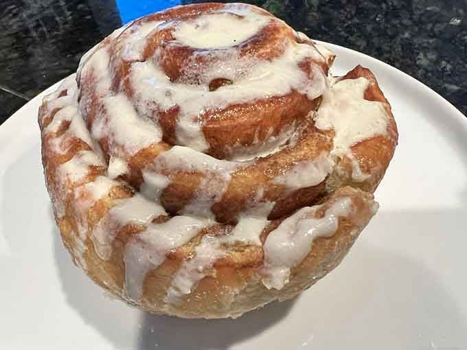 A cinnamon roll this size should probably require a permit, but we're not complaining about portion generosity around here.